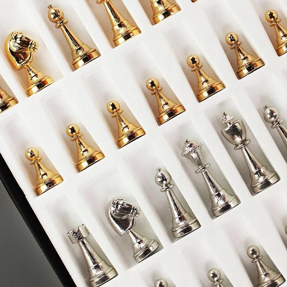 1A Games Italian Set Chess Pieces Staunton Gold/Silver + Chess Board Brass Effect/Wood - Gra ...