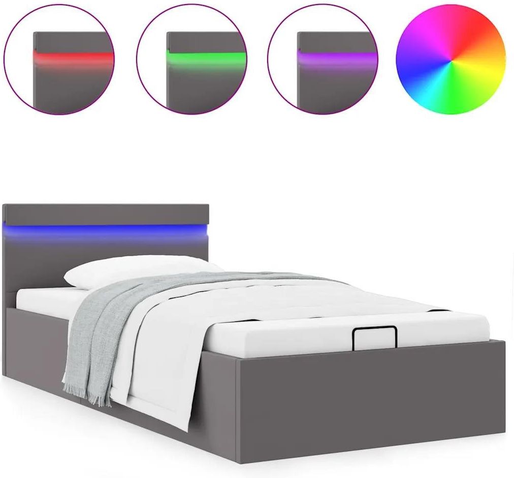 Zakito Europe Ramka Łóżka Ze Schowkiem I Listwą Led 90X200 Szara ...