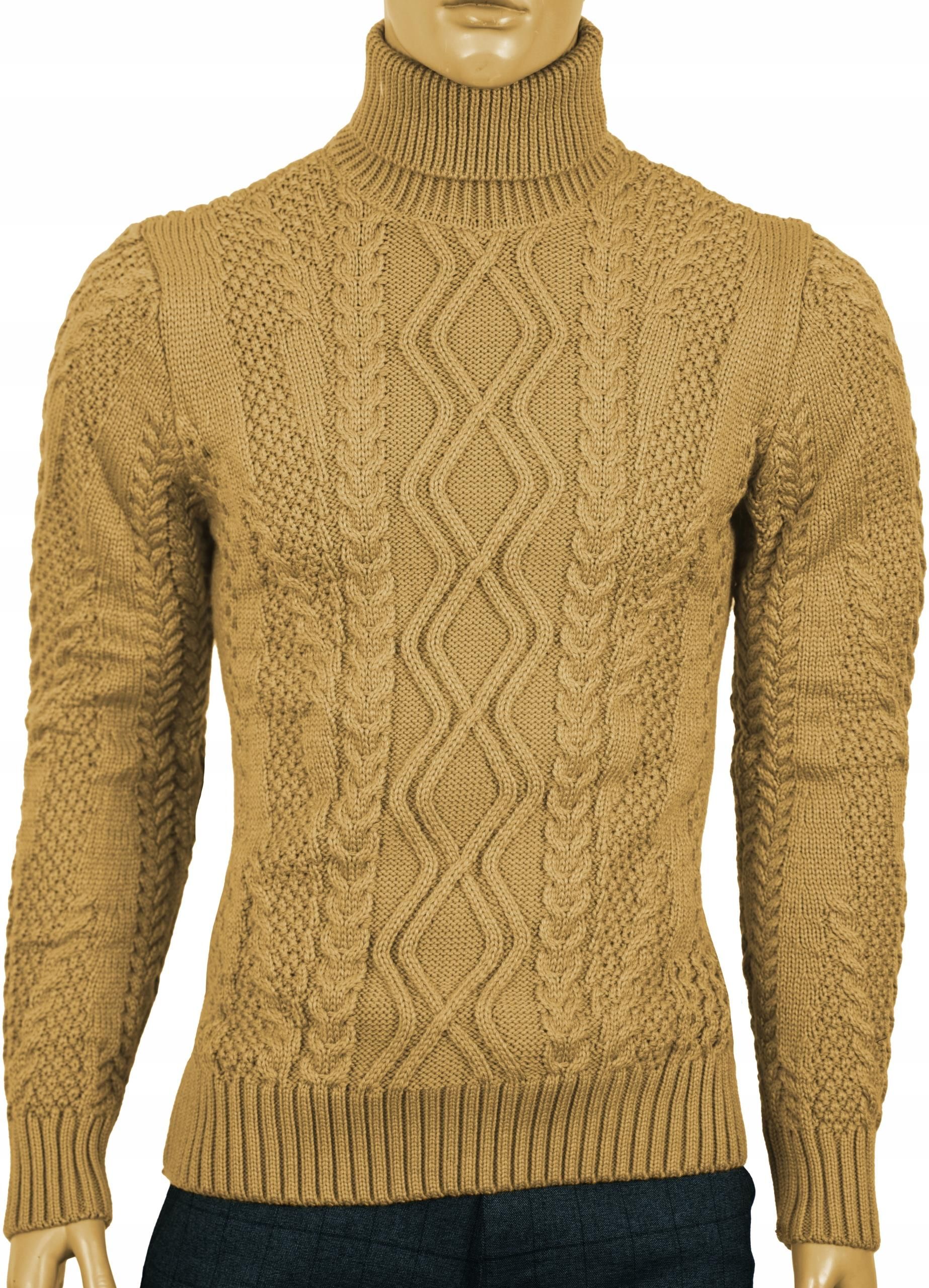 Sweter męski golf wełniany zimowy gruby ciepły klasyczny turecki L ...