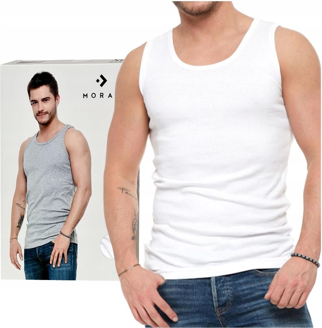 2x Podkoszulka Koszulka Męska Tank Top 100% Bawełna 2PAK Moraj L - Ceny ...