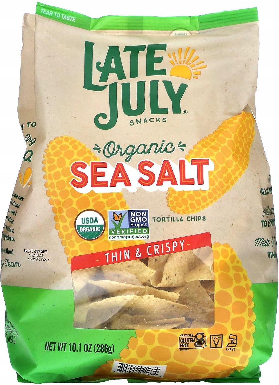 Late July Snacks Organic Tortilla Chips Thin & Crispy Sea Salt 1 - Ceny ...