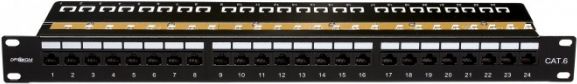 DR@KOM 19 Patch Panel 24xRJ45 ekranowany Kat.6 1U czarny organizator ...