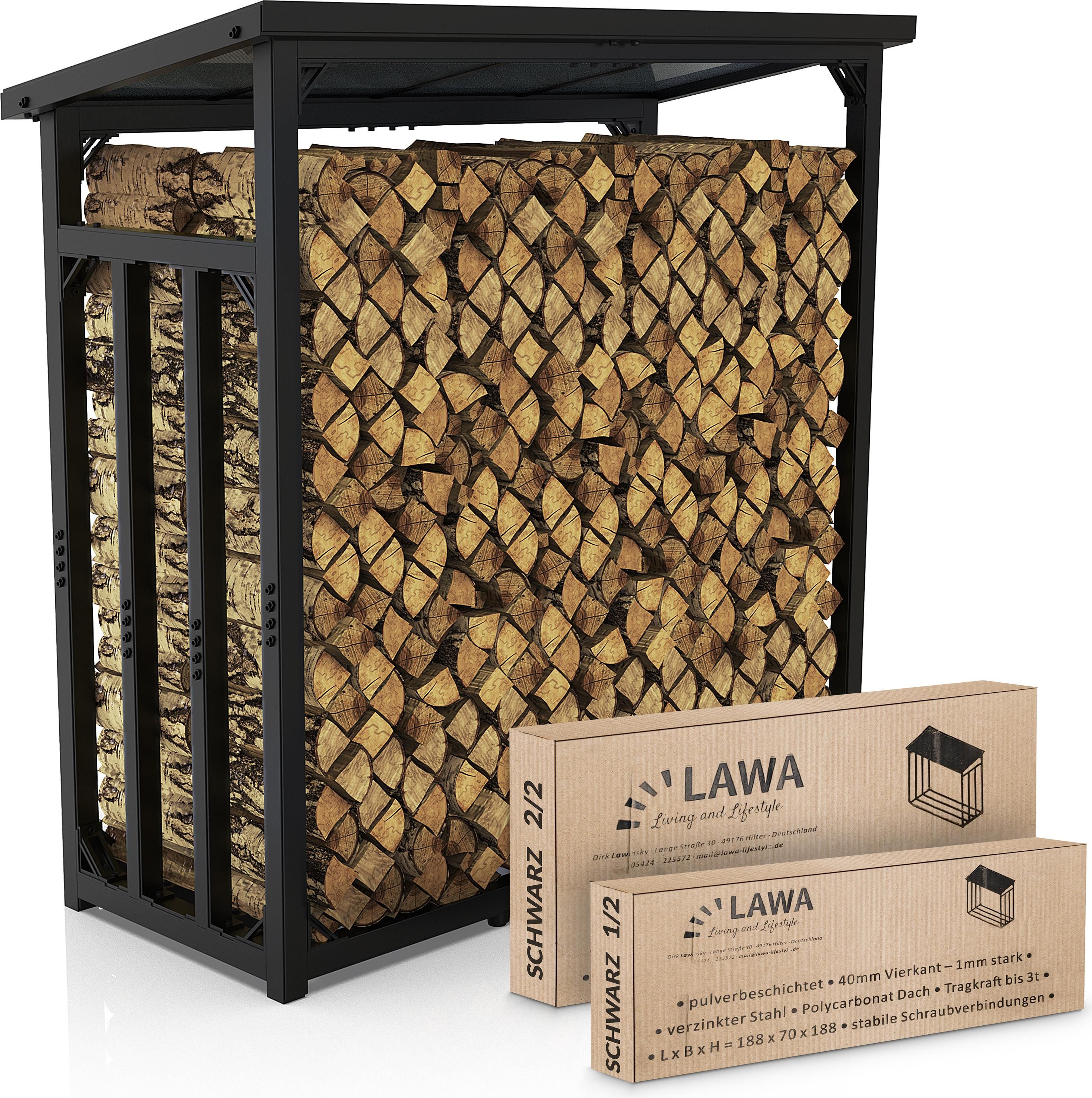 Lawa Stojak Na Drewno Opałowe Metalowy Zinced Czarny 188x70x188 ...