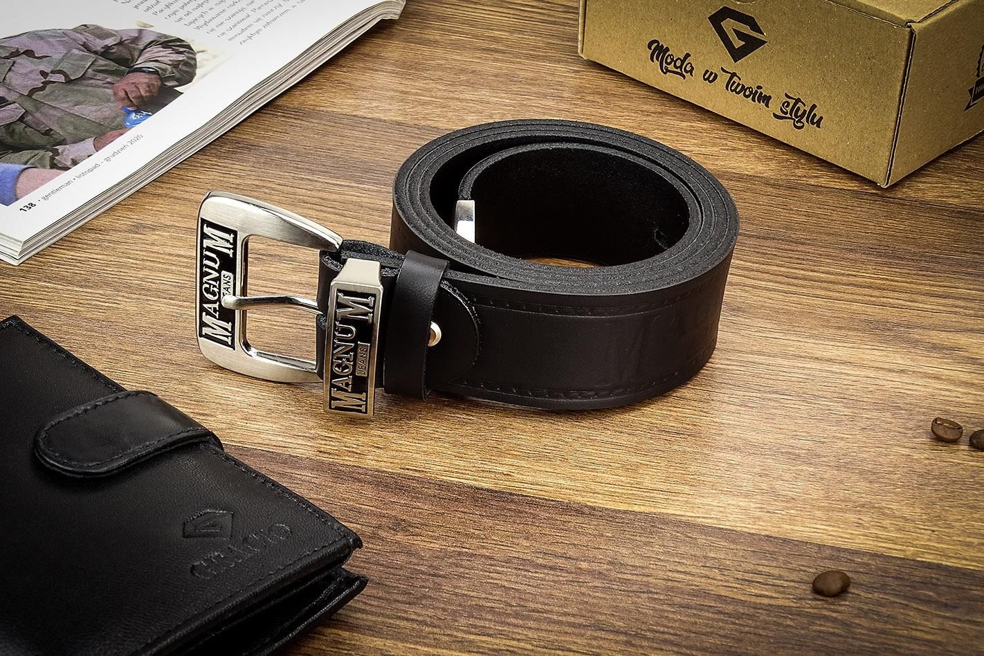 Pasek Męski Do Spodni Skórzany Gracio Szeroki Długość Paska 105 CM ...