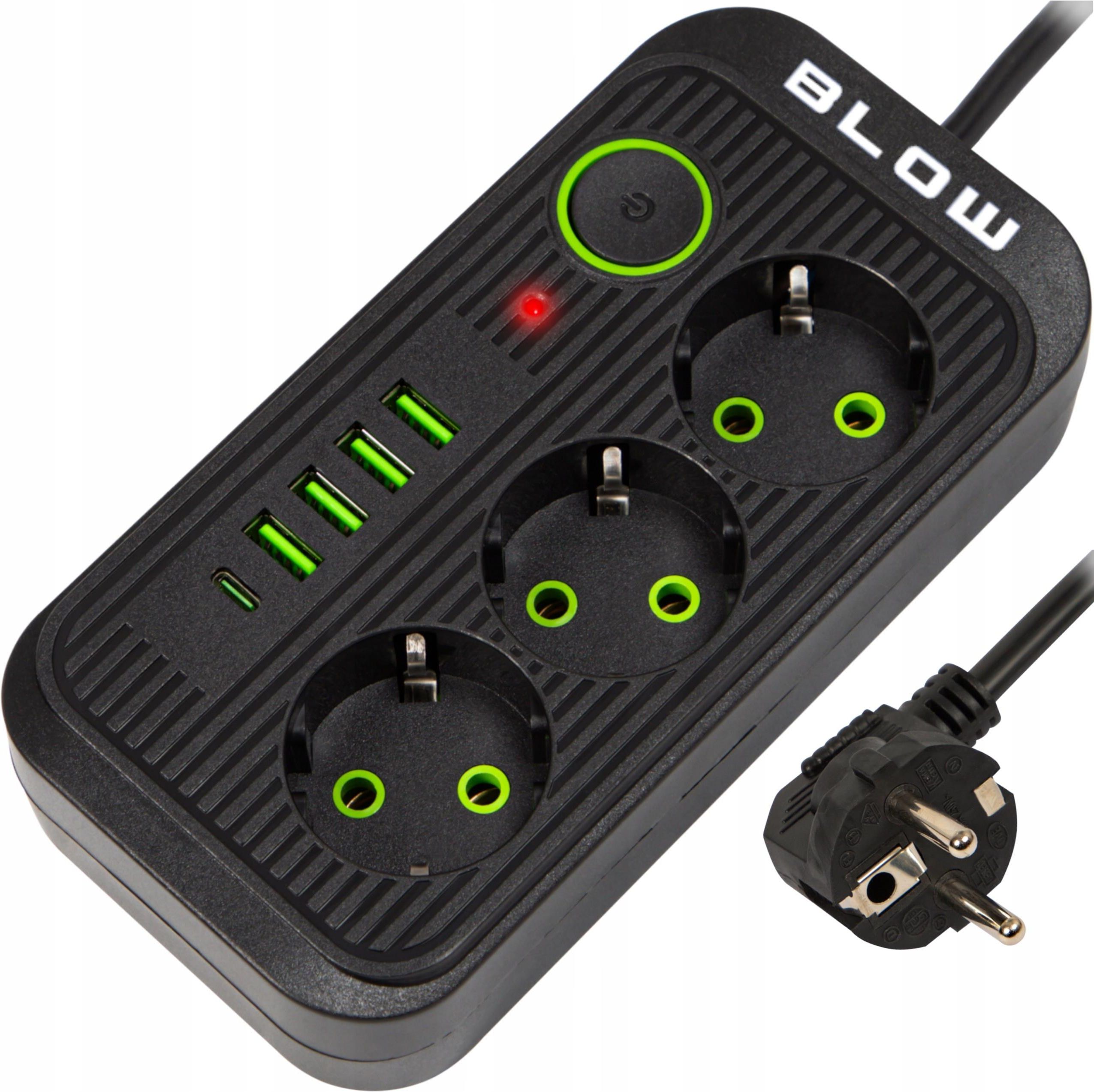 Przedłużacz Blow Przedłużacz Listwa Zasilająca Włącznik 4x Usb 3 ...