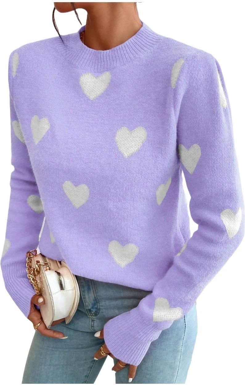Sweter Damski Cieply Jesienny Zimowy Nadruk W Serca - Ceny i opinie ...