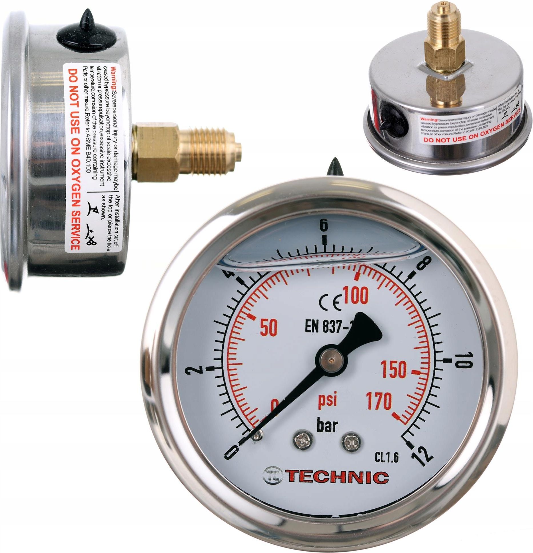 Tc Technic Manometr Glicerynowy Ciśnieniomierz Zegar 63mm 0-12 bar ...