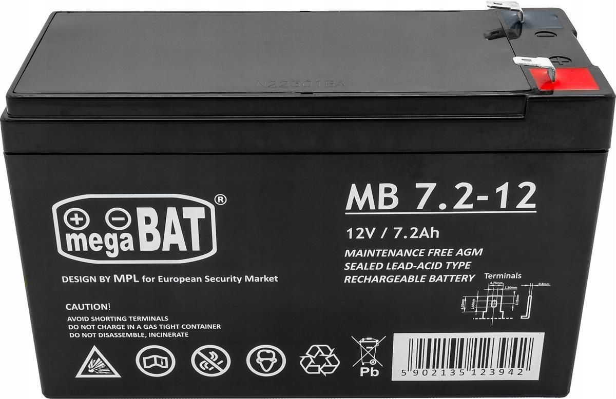 Bateria do zasilacza Megabat Akumulator Vrla Agm 12V 7.2Ah Mb 7.2-12 (Mb7212) - Opinie i ceny na ...
