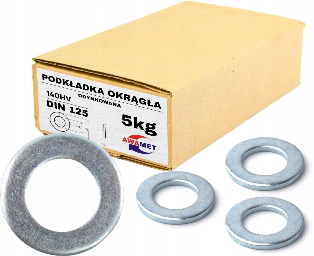 Podkładka Okrągła M12 Płaska Din 125 Ocynk 5 kg. Zwykła 1778347078 - Opinie i ceny na Ceneo.pl