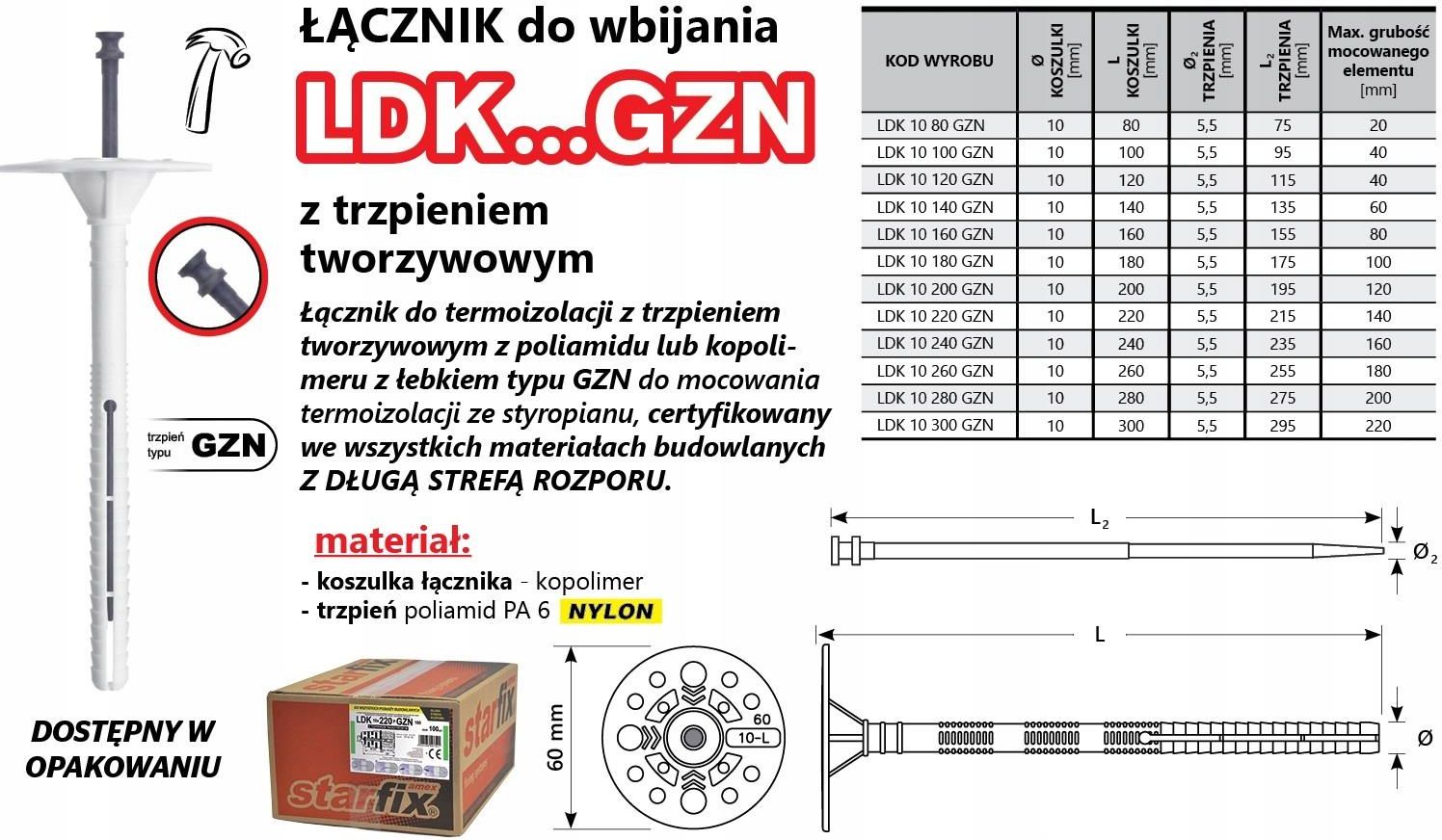 Kołki rozporowe do styropianu Starfix 10 x 220 mm 100 szt. 1779769337 ...