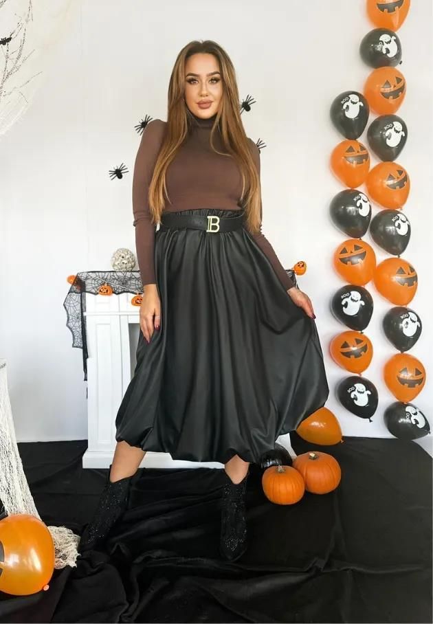 Spódnica bombka midi z eko-skóry Shiloh czarna : Rozmiar - UNIWERSALNY - Ceny i opinie - Ceneo.pl