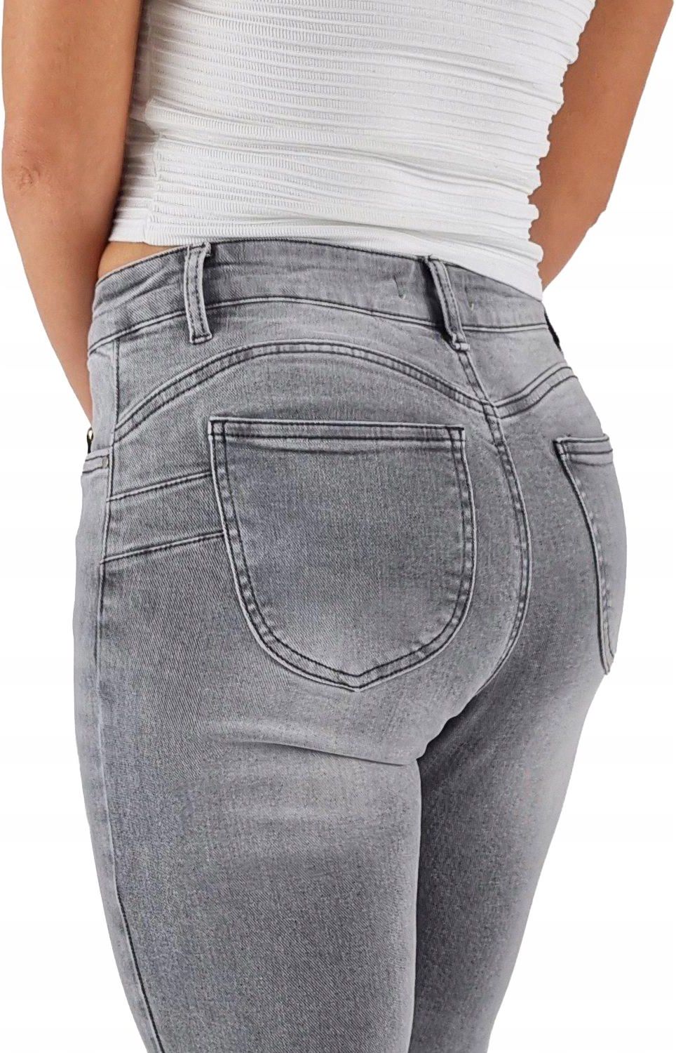 M.sara Jeansy Damskie Klasyczne Push Up Spodnie Szare Duży Rozmiar 50 - Ceny i opinie - Ceneo.pl