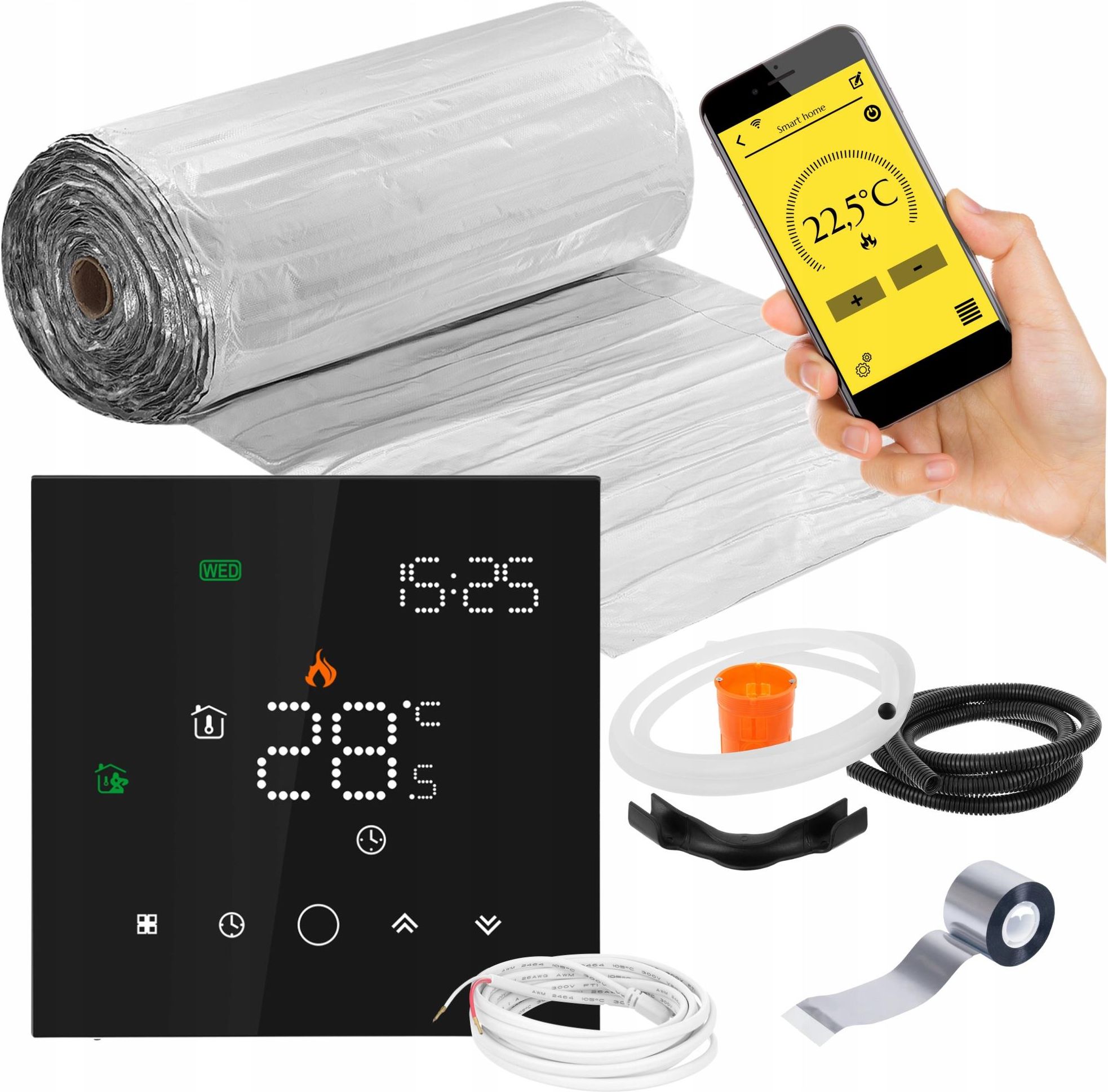 Ogrzewanie podłogowe Mission Air Zestaw Mata Grzewcza grzejna pod panele MAL-160W/m² 20m² WIFi ...