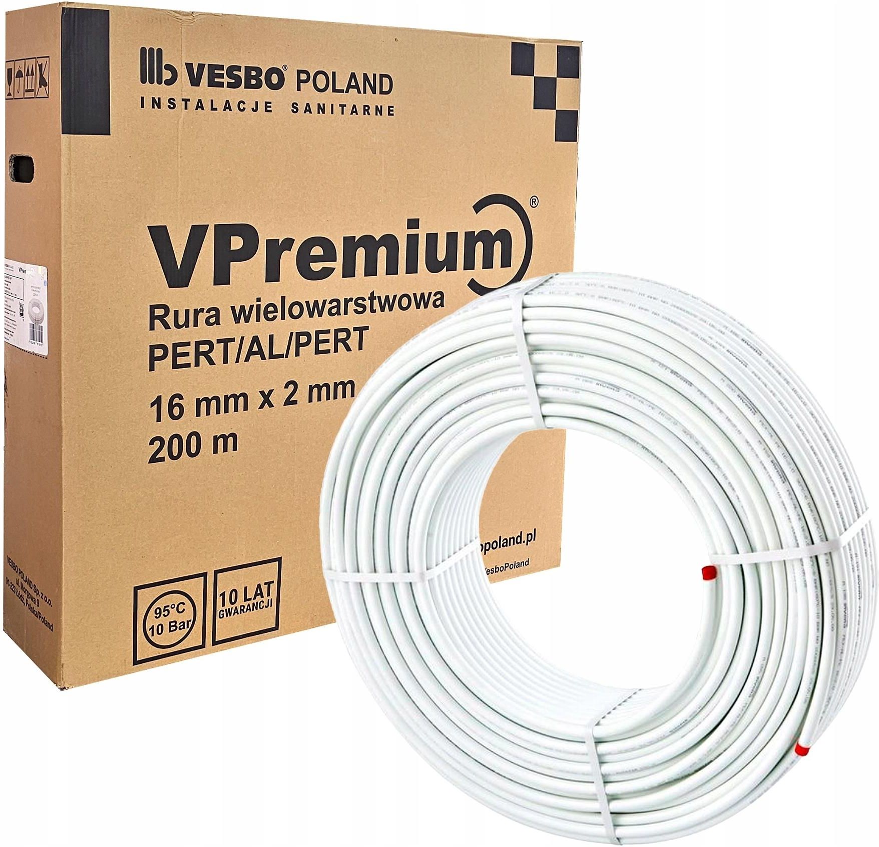 Vesbo Rura Pex Alupex Wielowarstwowa 16x2mm Z Wkładką Aluminiową PE-Xb/AL/PE 200M 1779564812 ...