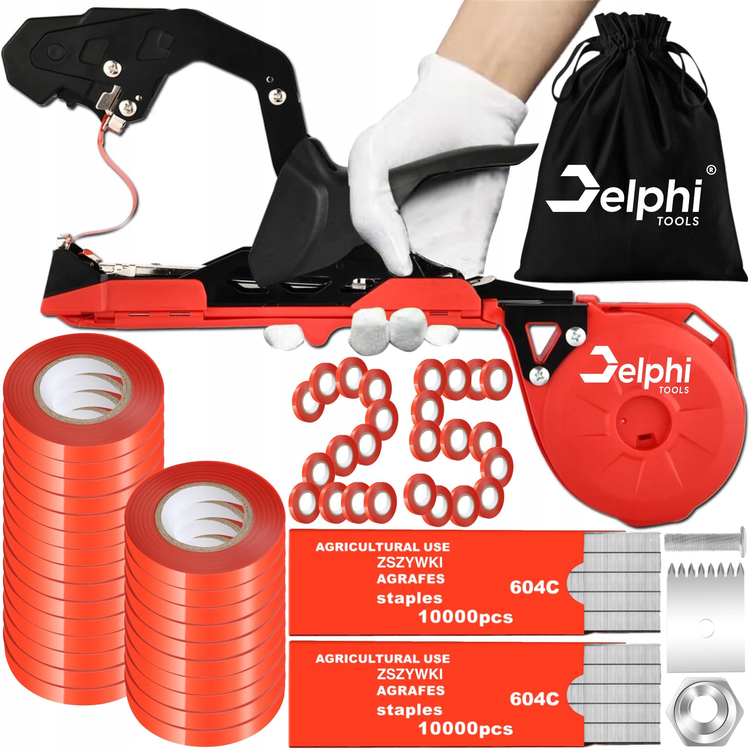 Delphi Tools Tapener Zszywacz Ogrodniczy Premium Do Wiązania Roślin 25x ...
