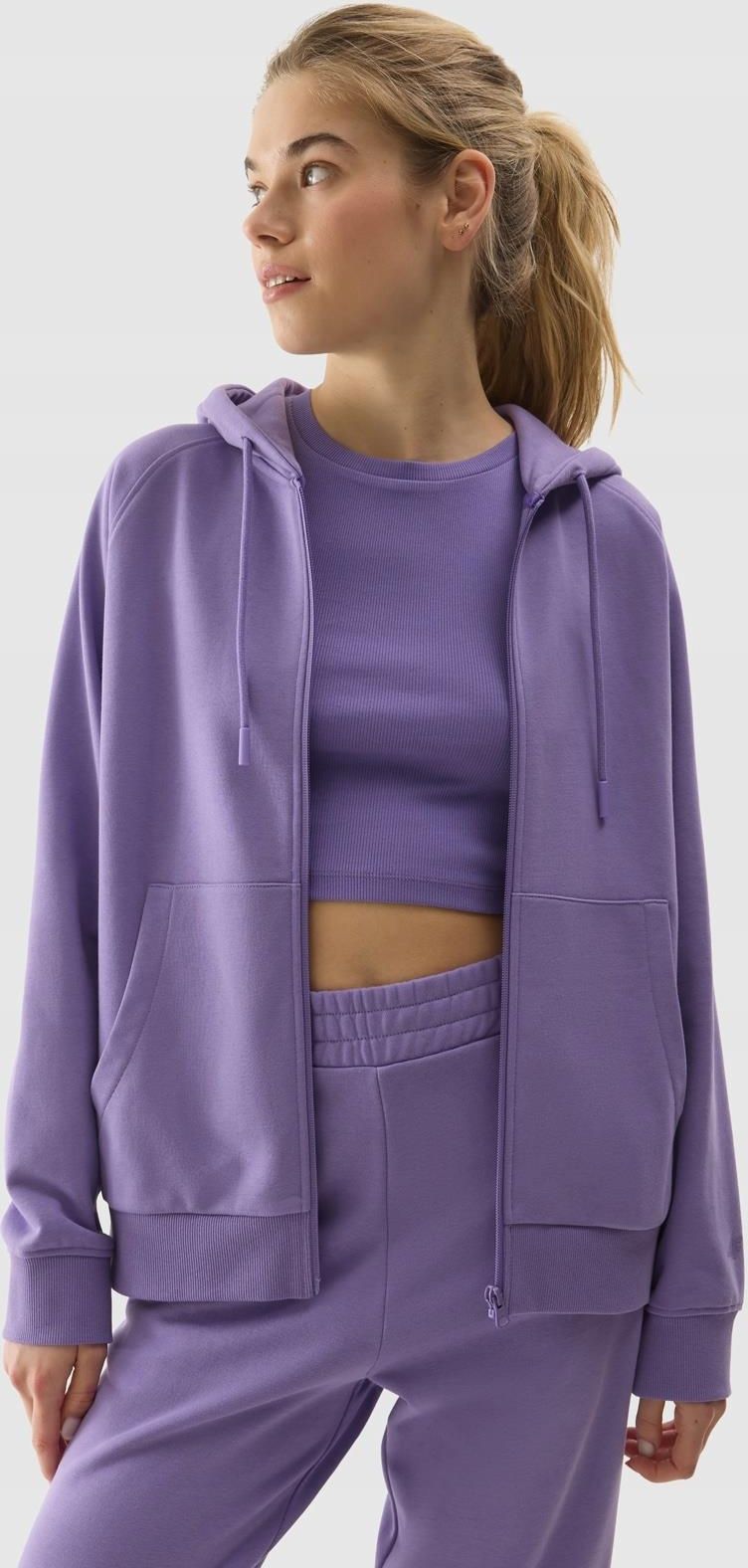 4F Bluza dresowa rozpinana z kapturem damska fioletowa Rozmiar M - Ceny i opinie - Ceneo.pl