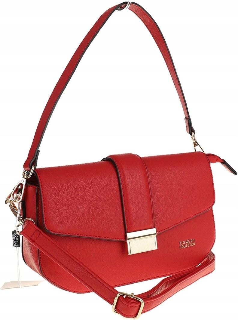 Coveri Collection Włoska Torebka na Ramę kuferek Listonoszka CC233 Red ...