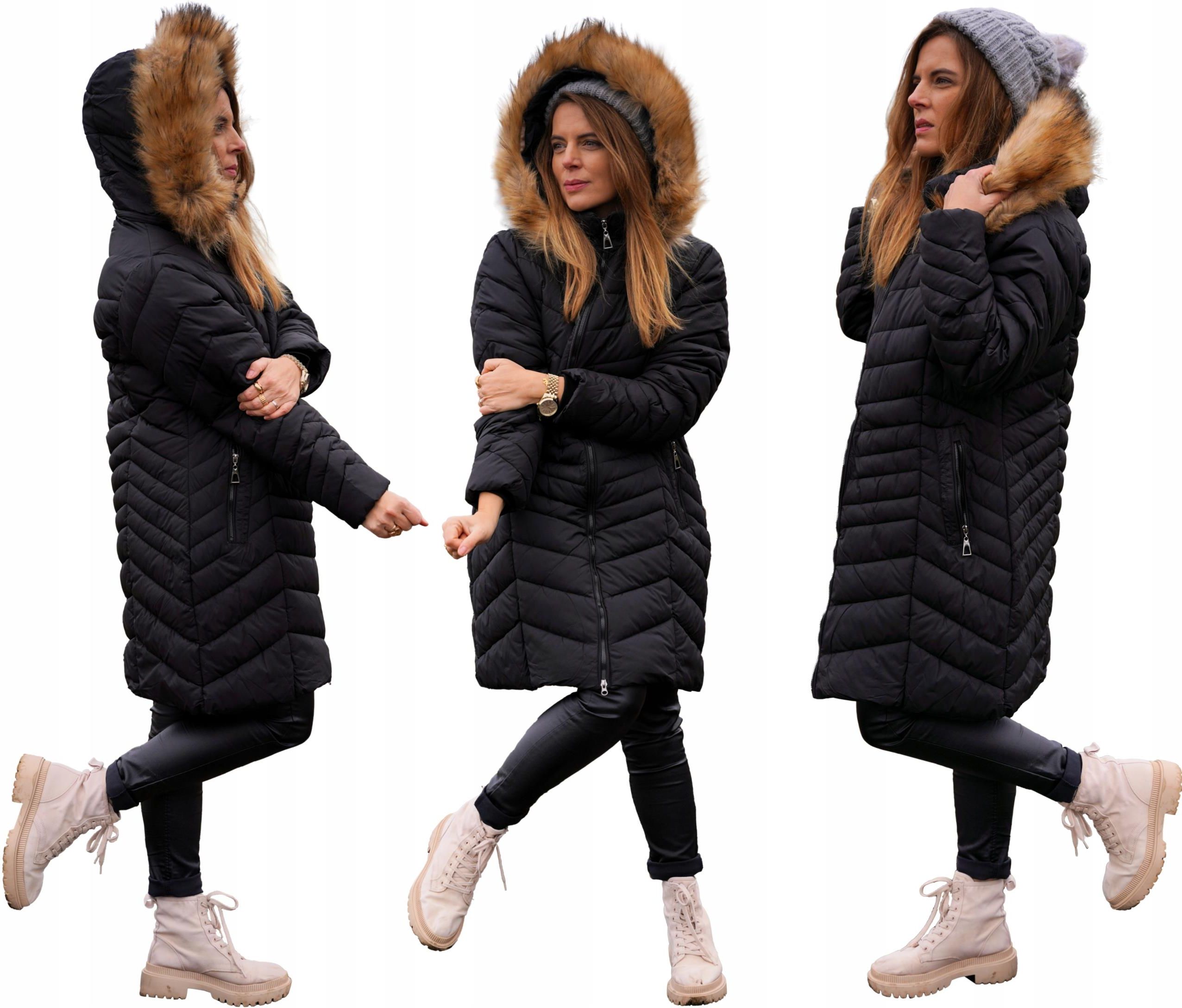 Płaszcz Damski Plus Size Zimowy Pikowany Titi Z Kapturem Czarny 5XL r 50 - Ceny i opinie - Ceneo.pl