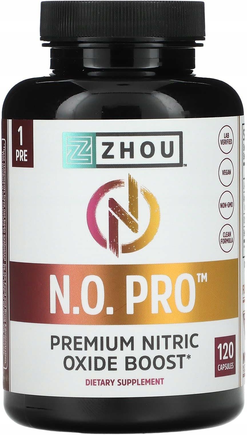Zhou Nutrition N.O.Pro Premium Wzmocnienie Tlenku Azotu 120kaps ...