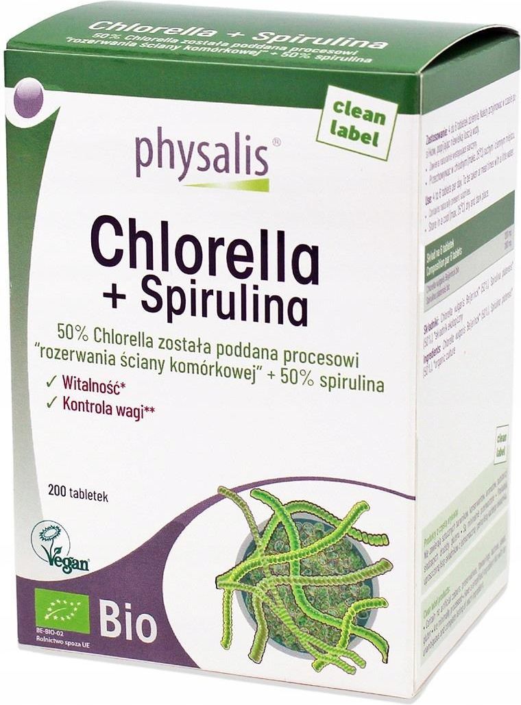 Physalis Chlorella + Spirulina Bio 200tabl. - Opinie i ceny na Ceneo.pl