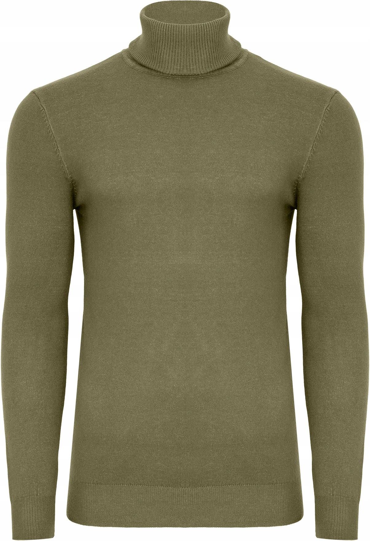 Golf Męski Oliwkowy Klasyczny Cienki Basic Casual Slim Fit: M - Ceny i ...