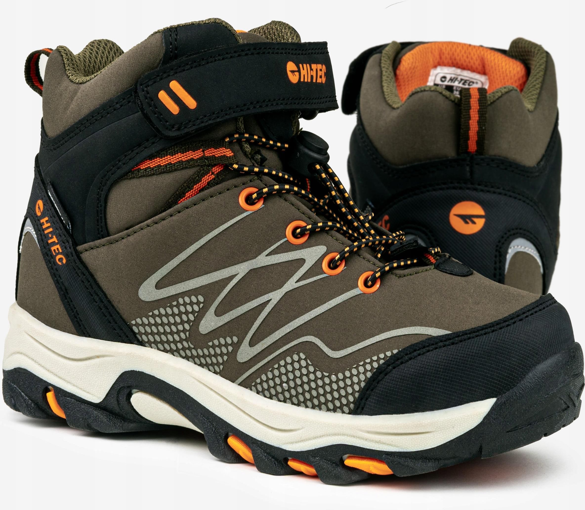 Buty trekkingowe Hi-Tec Hi Tec Blackout Mid Wp Jr Khaki Black Orange ...