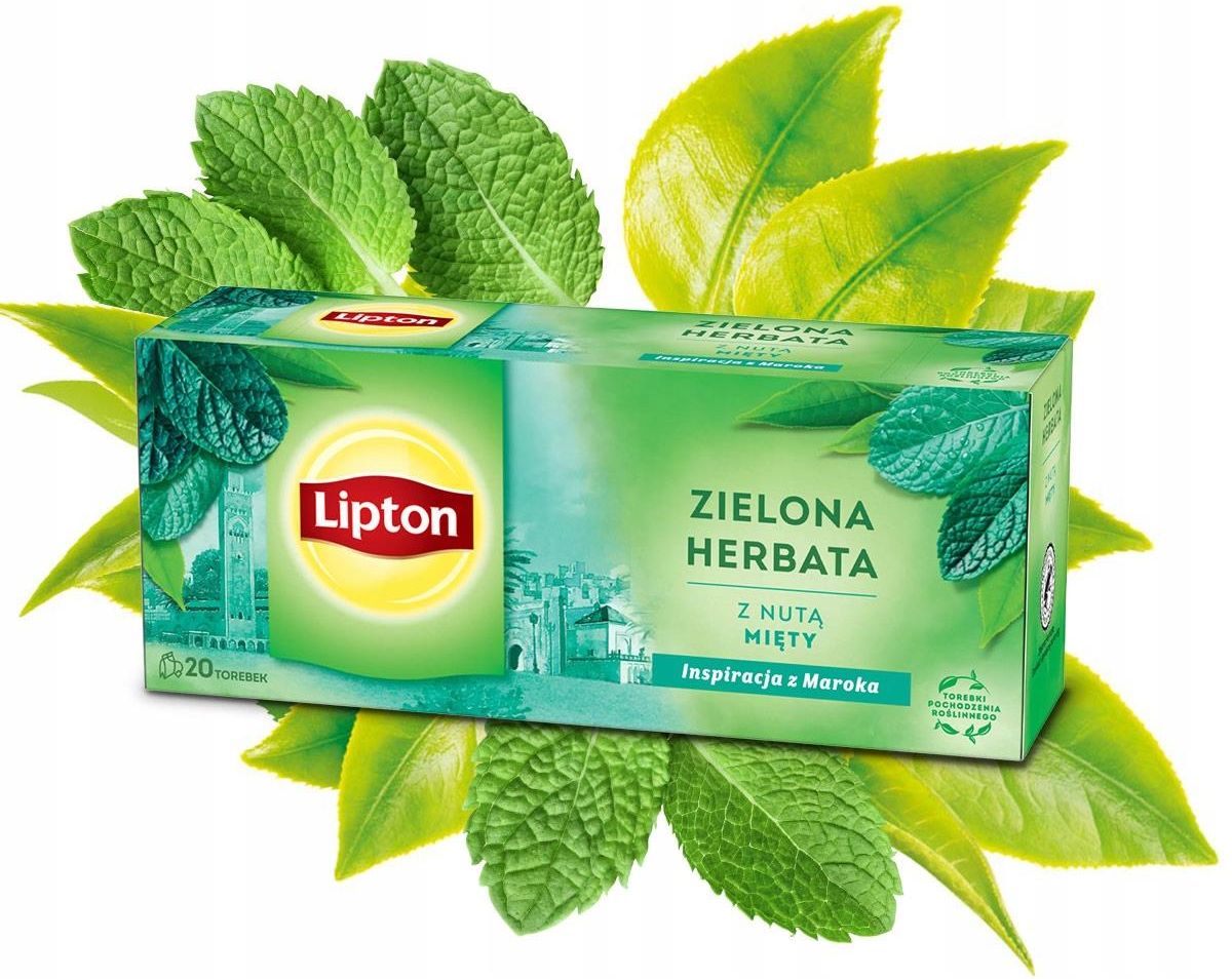 Herbata Lipton Zestaw Green Tea Herbata Zielona Miętowa Torebki 3X20szt ...