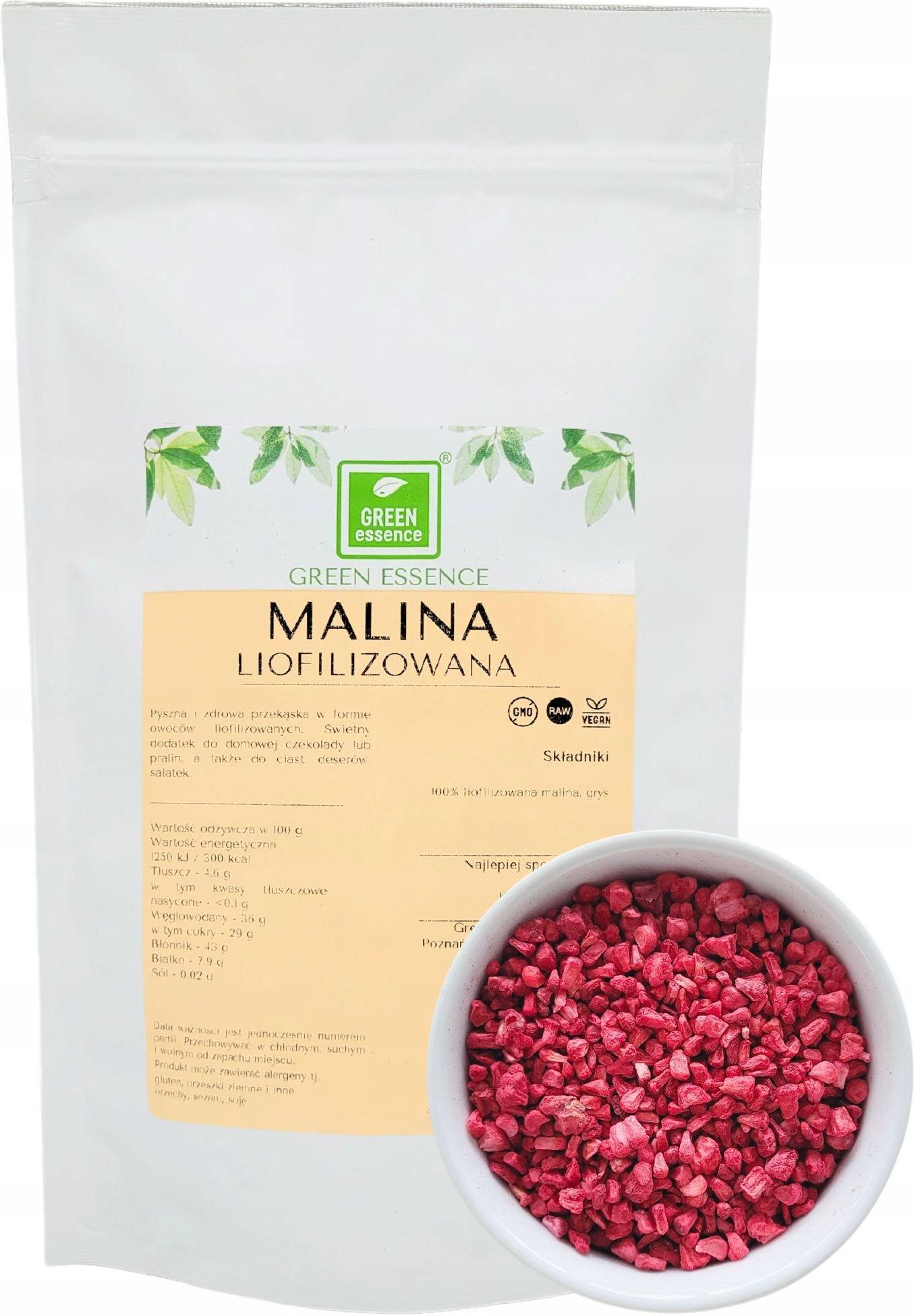 Green Essence Owoce Liofilizowane Maliny Grys Malina Suszona 40g ...
