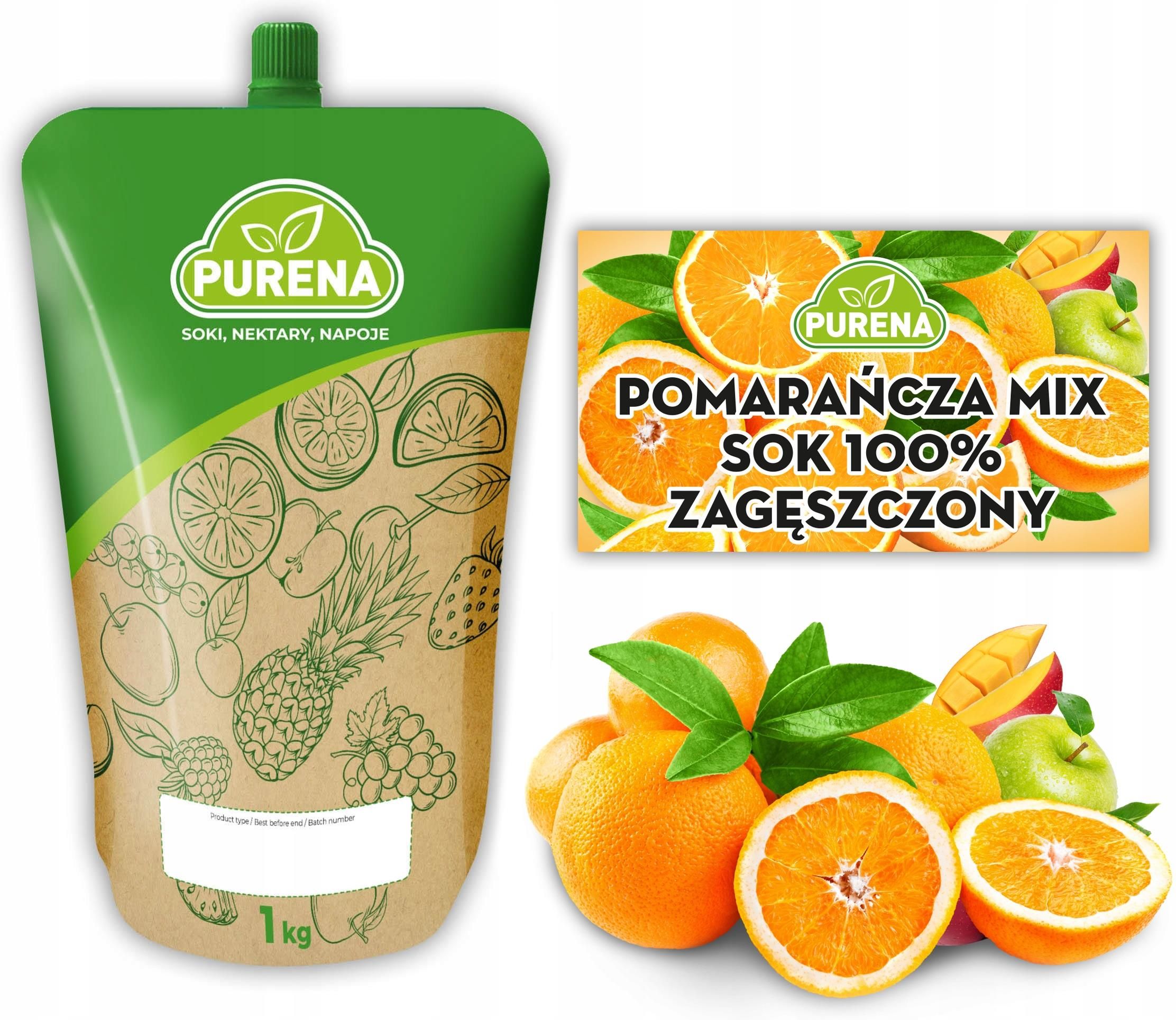 Purena Sok Pomarańczowy Mix 100% Zagęszczony 1Kg Na 5l - Ceny i opinie ...