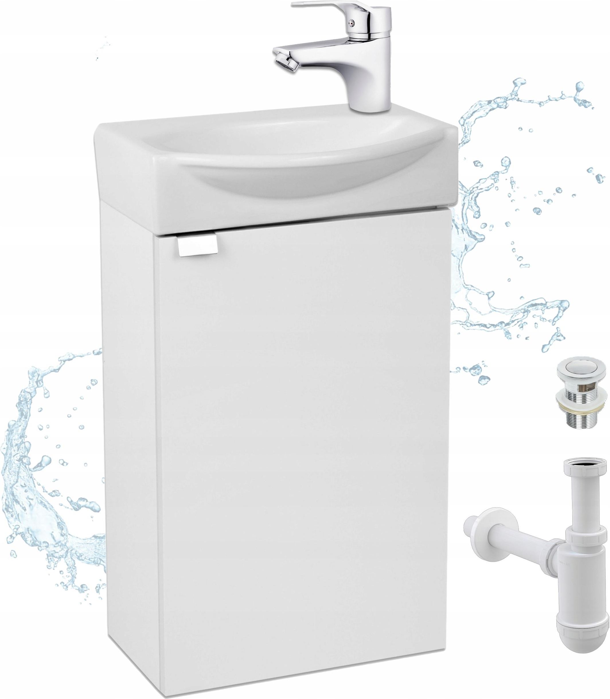 Stamar Biała Wisząca Szafka Łazienka Umywalka 40X30 Bateria Ves Clickclack Syfon - Opinie i ...