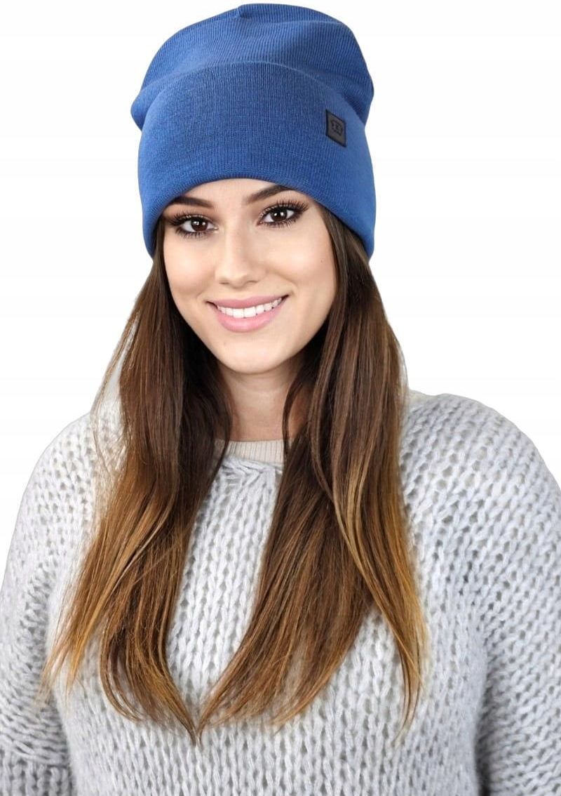 SALLY czapka beanie zimowa czapka uniwersalna kolor jeansowy - Ceny i ...