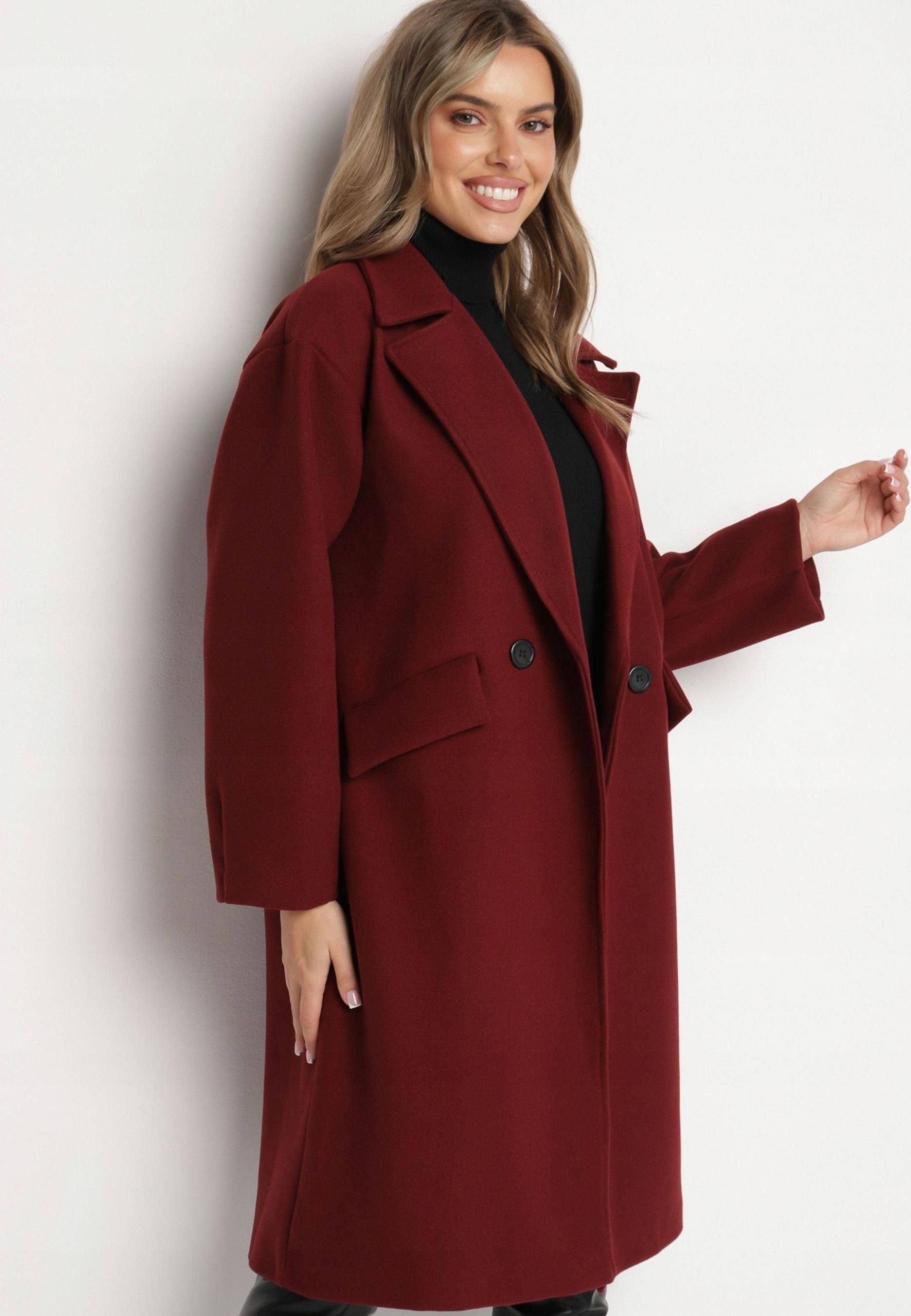 Born2Be Bordowy Płaszcz damski L Dwurzędowe Zimowy - Ceny i opinie ...