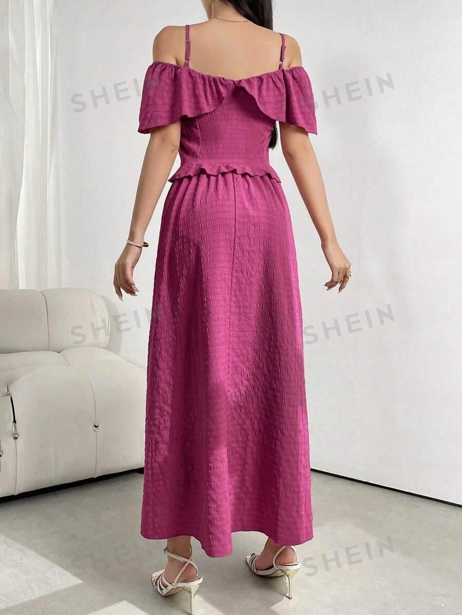 Maxi Różowa Rozkloszowana Sukienka Koktajlowa Tekstura Shein 36 - Ceny i opinie - Ceneo.pl