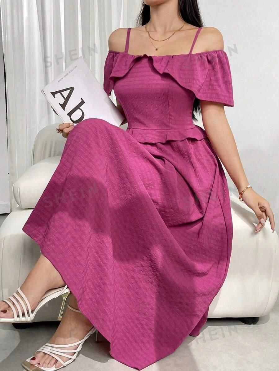 Maxi Różowa Rozkloszowana Sukienka Koktajlowa Tekstura Shein 36 - Ceny i opinie - Ceneo.pl