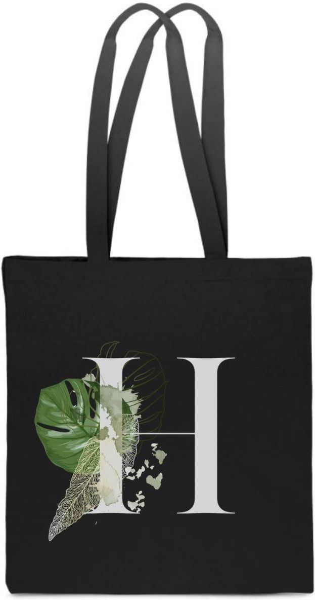 Eko Torba Bawełniana czarna z Literą H imię monogram Hania Hubert TT ...