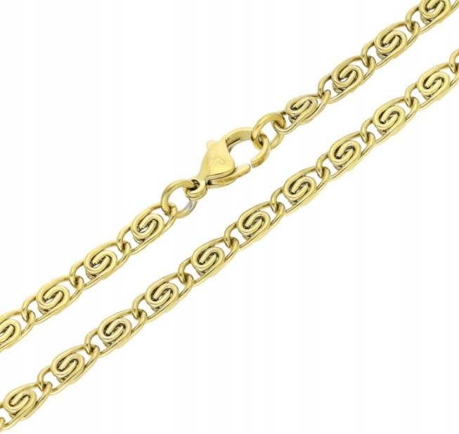 Łańcuszek Splot Królewski 45 cm 3,6 mm Stal Chirurgiczna Pozłacany ...