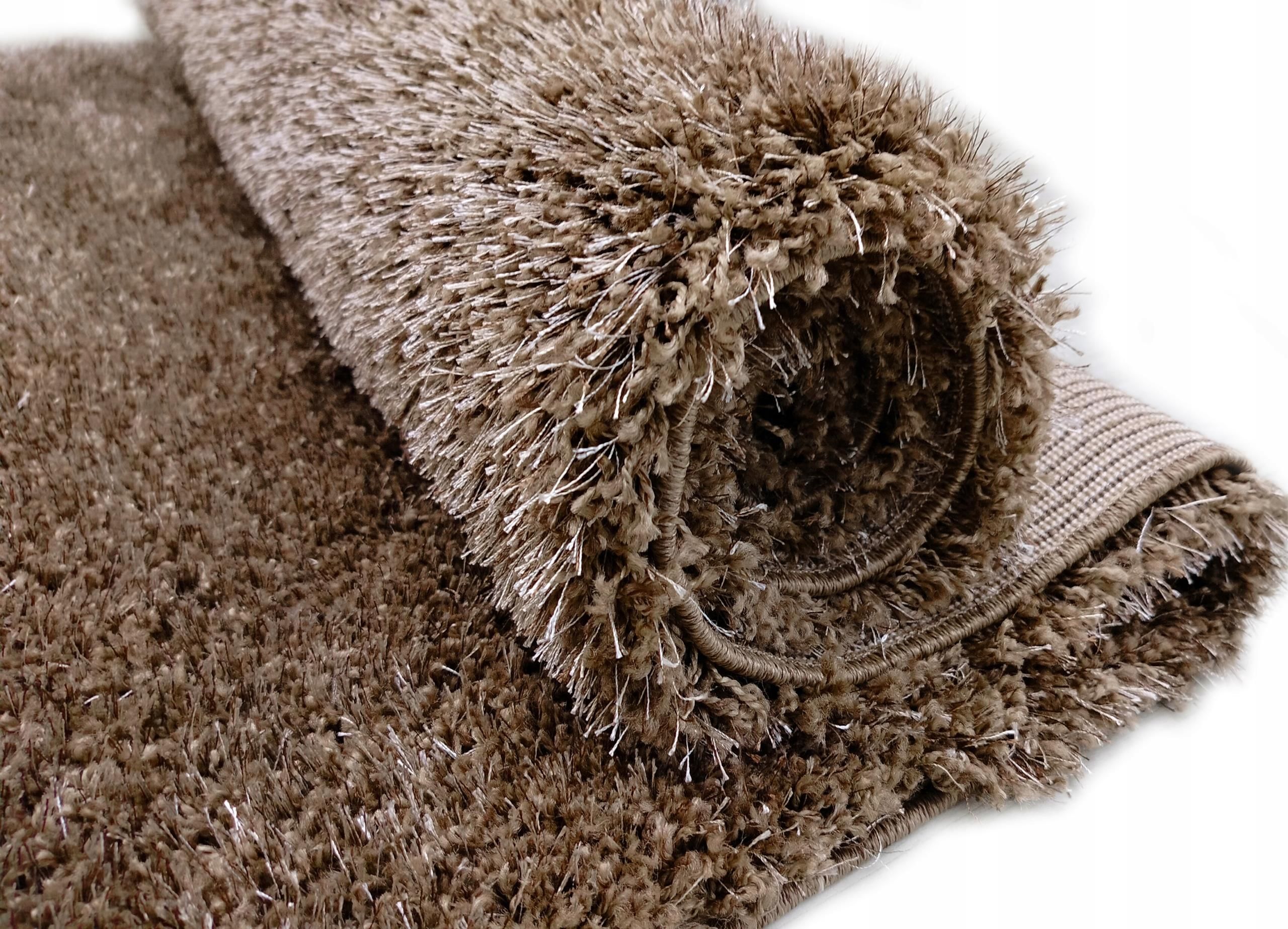 Dywan 180x250 Shaggy Puszysty Brązowy Brąz 5CM Jednolity Kudłaty ...