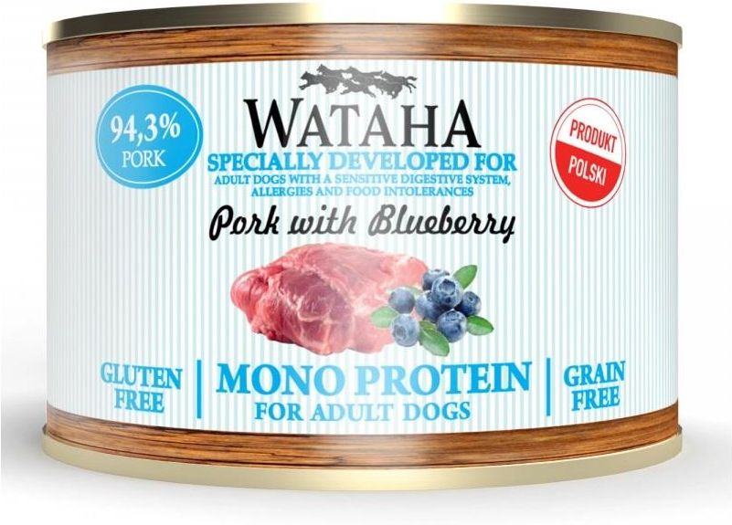 Karma Wataha Mono Puszka Karma Dla Psa 94,5% Wieprzowina Borówka 185G ...