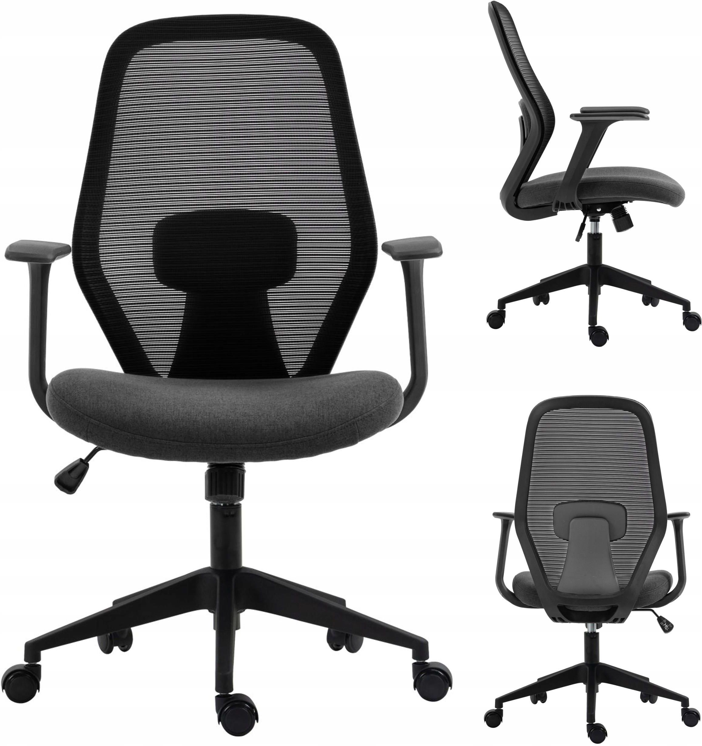 Furnitex Krzesło Czarne Ergonomiczne Obrotowe Na Kółkach Do Biura Nauki ...