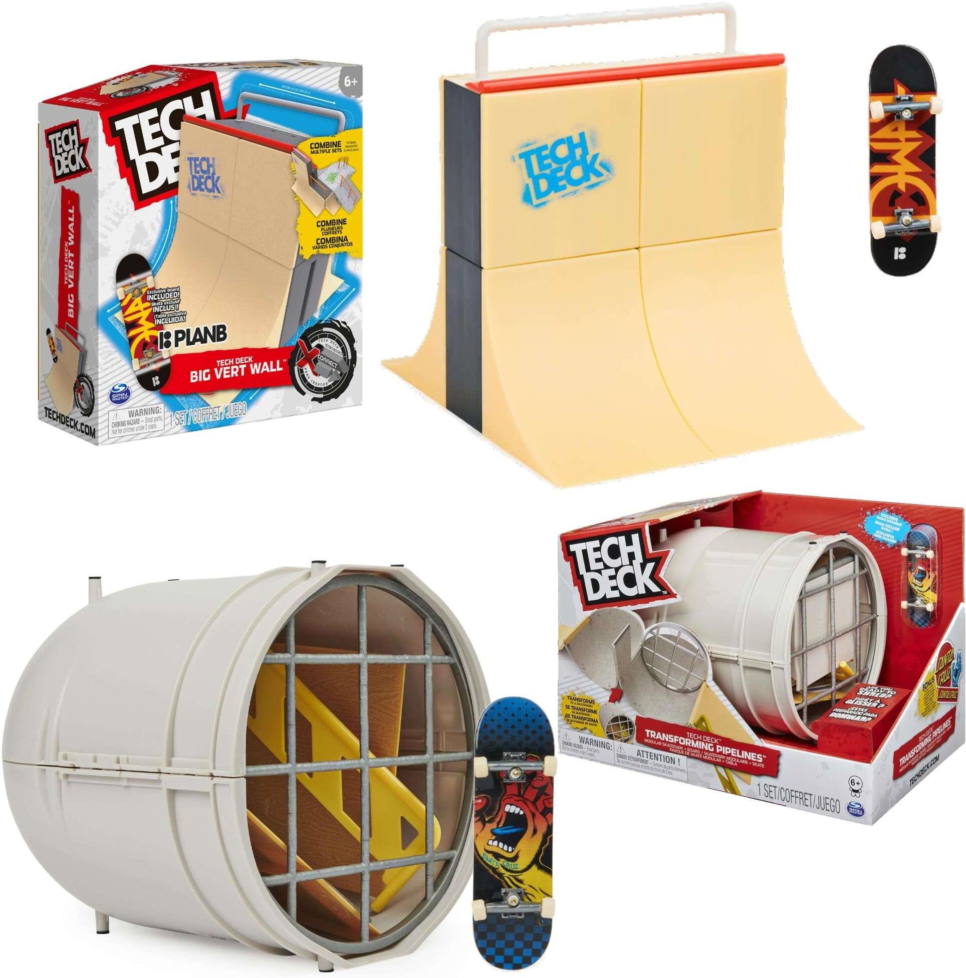 Spin Master Tech Deck fingerboard zestaw rampa Big Vert Wall oraz duży rozkładany Skatepark ...