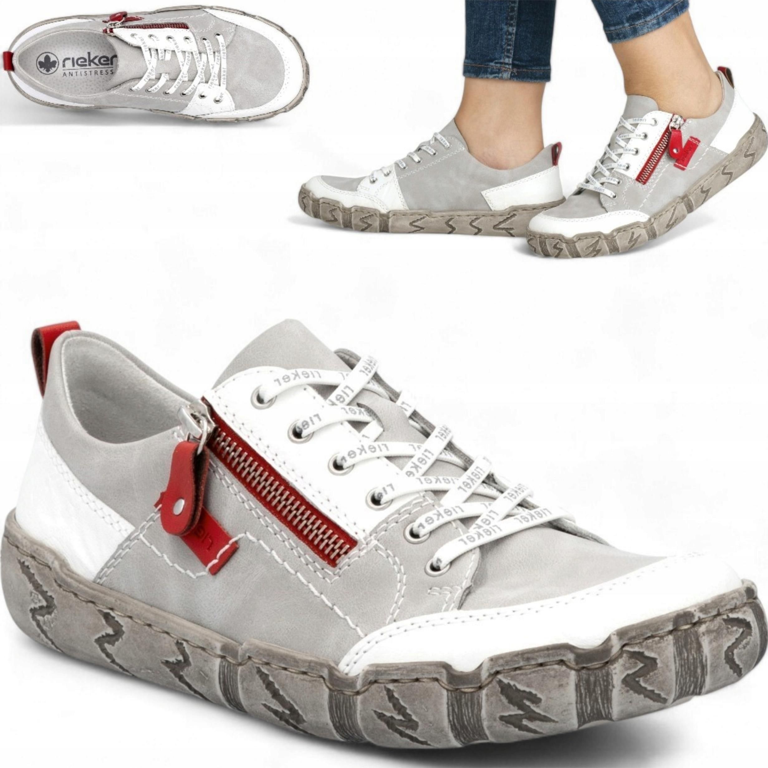 Rieker 39 Półbuty damskie Skóra Naturalna obuwie sportowe białe - Ceny i opinie - Ceneo.pl