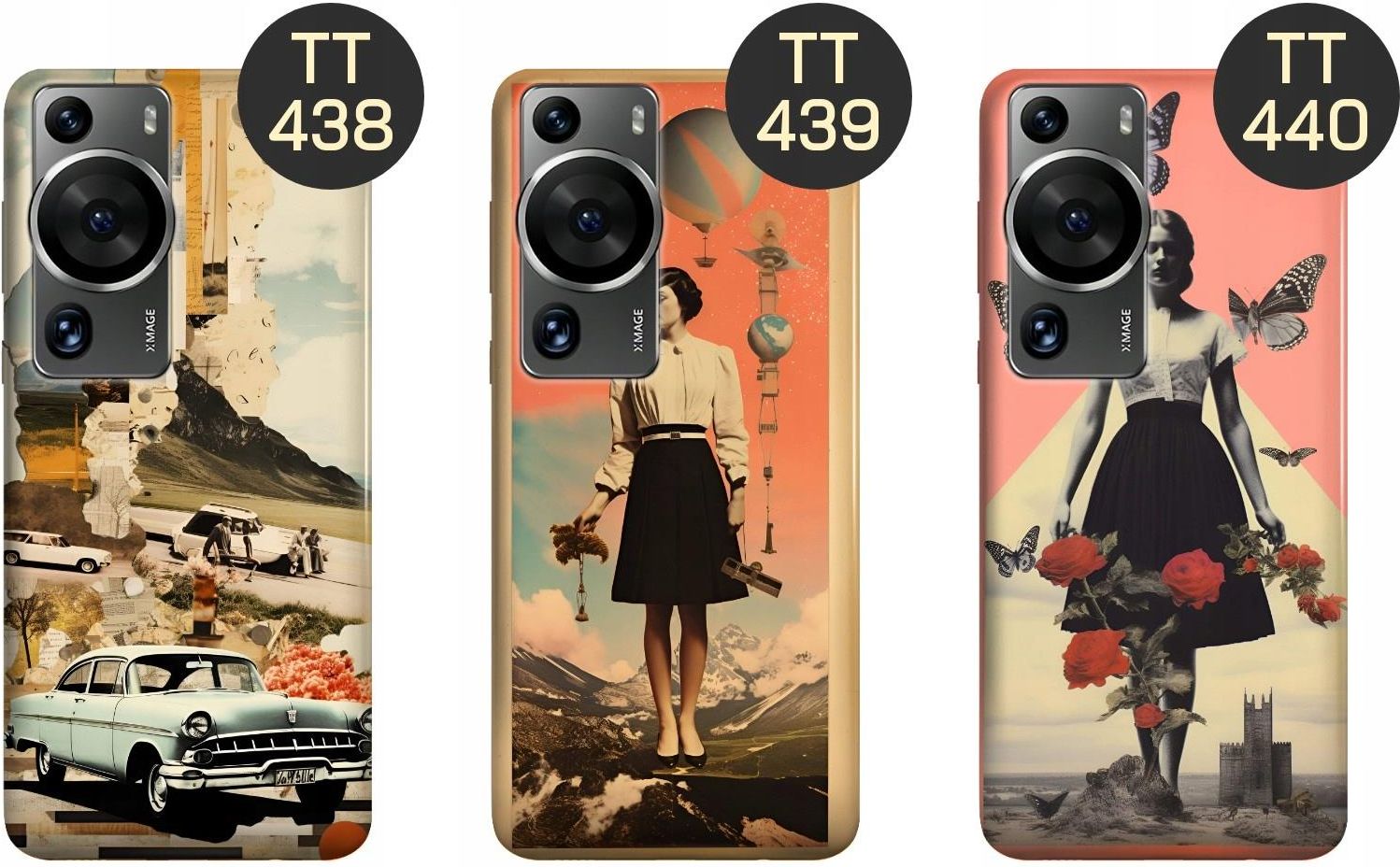 Etui Do Huawei P60 P60 Pro Collage Retro Vintage Obudowa Pokrowiec ...