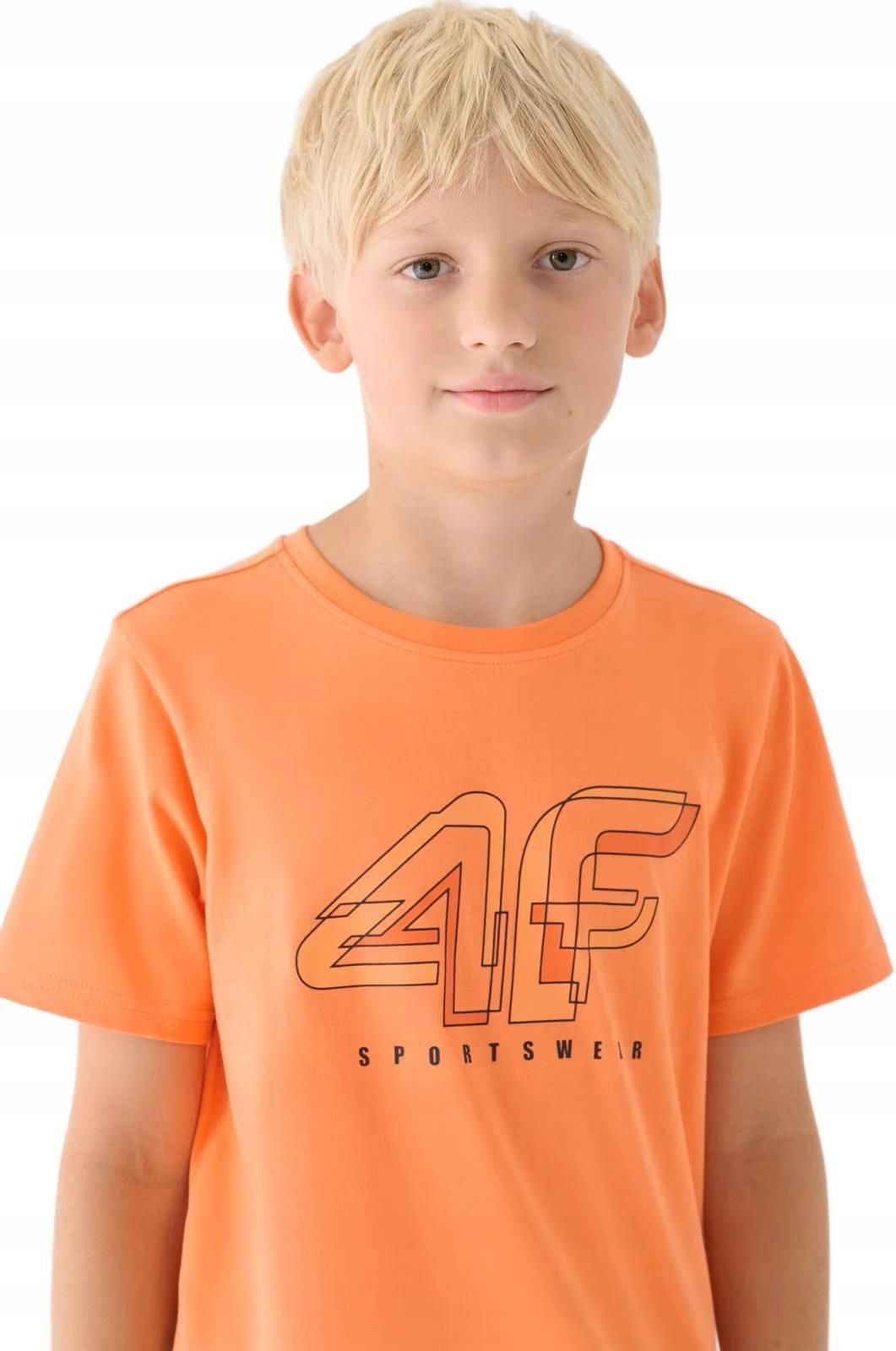 Koszulka Dziecięca 4F Chłopięcy T-shirt Na Co Dzień Bawełna Nadruk 158 ...