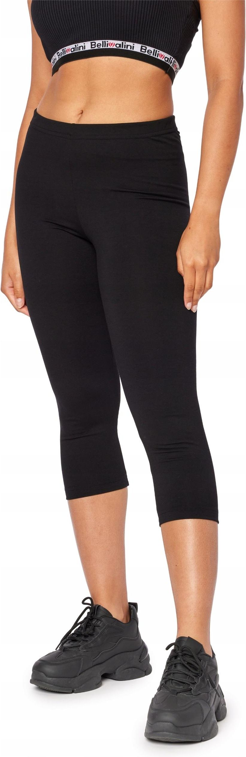 Legginsy damskie 3/4 capri getry damskie neonowe BLV50-300 Czarny XXL ...