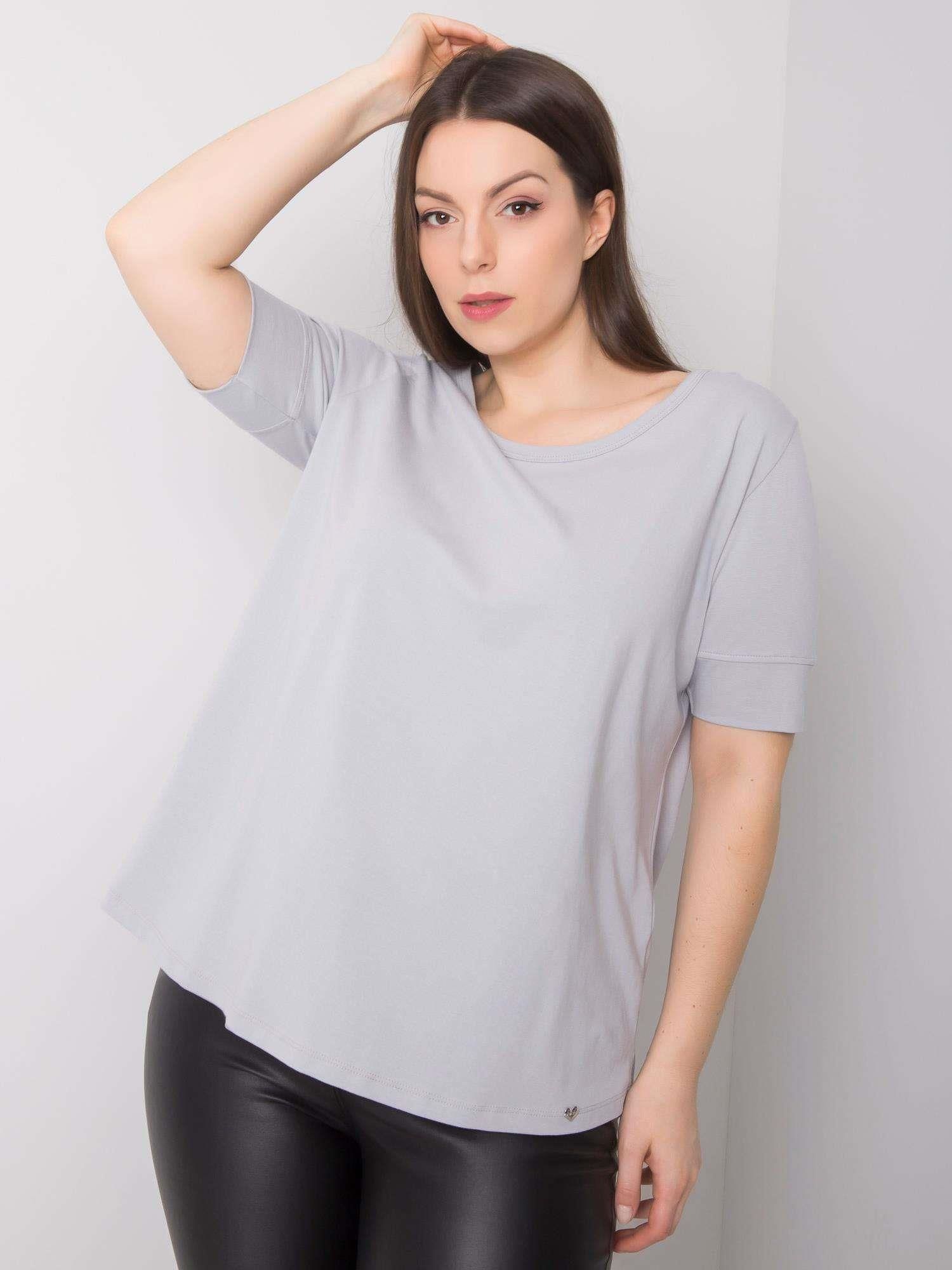 Jasnoszary t-shirt bawełniany plus size Missy - Ceny i opinie - Ceneo.pl