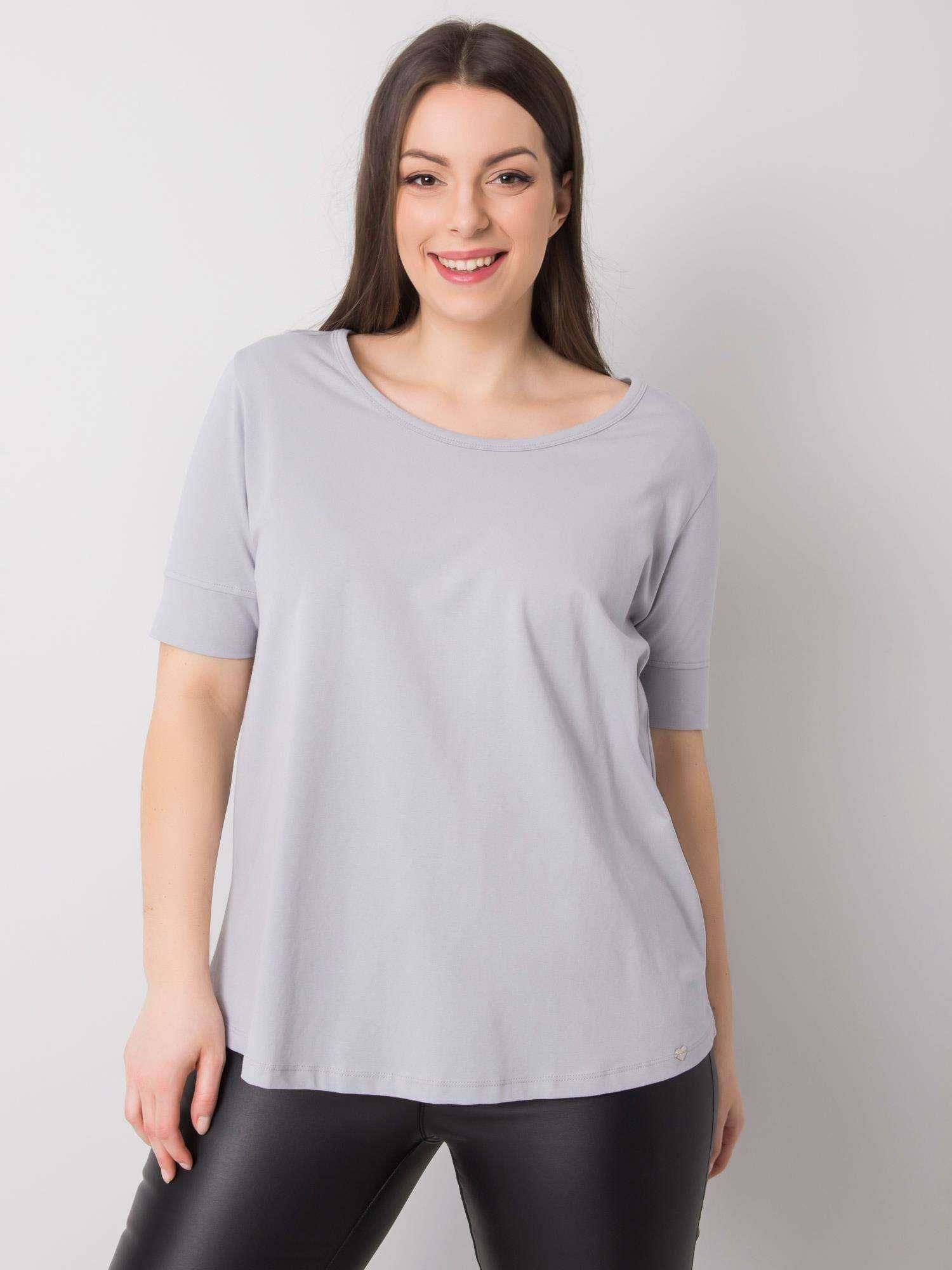 Jasnoszary t-shirt bawełniany plus size Missy - Ceny i opinie - Ceneo.pl