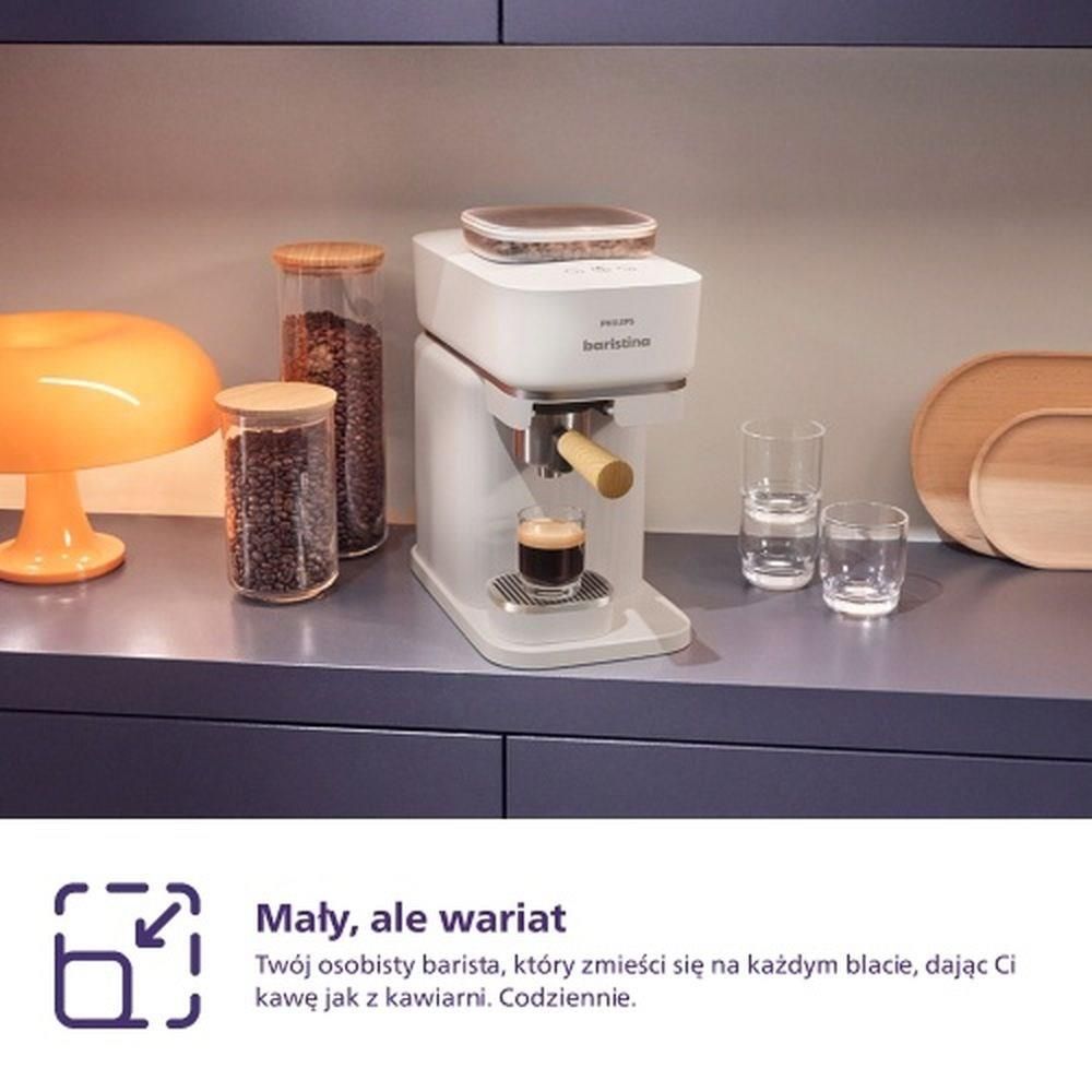 PHILIPS Baristina BAR302/20 Mleczna Biel Premium, Portafilter Drewno ...
