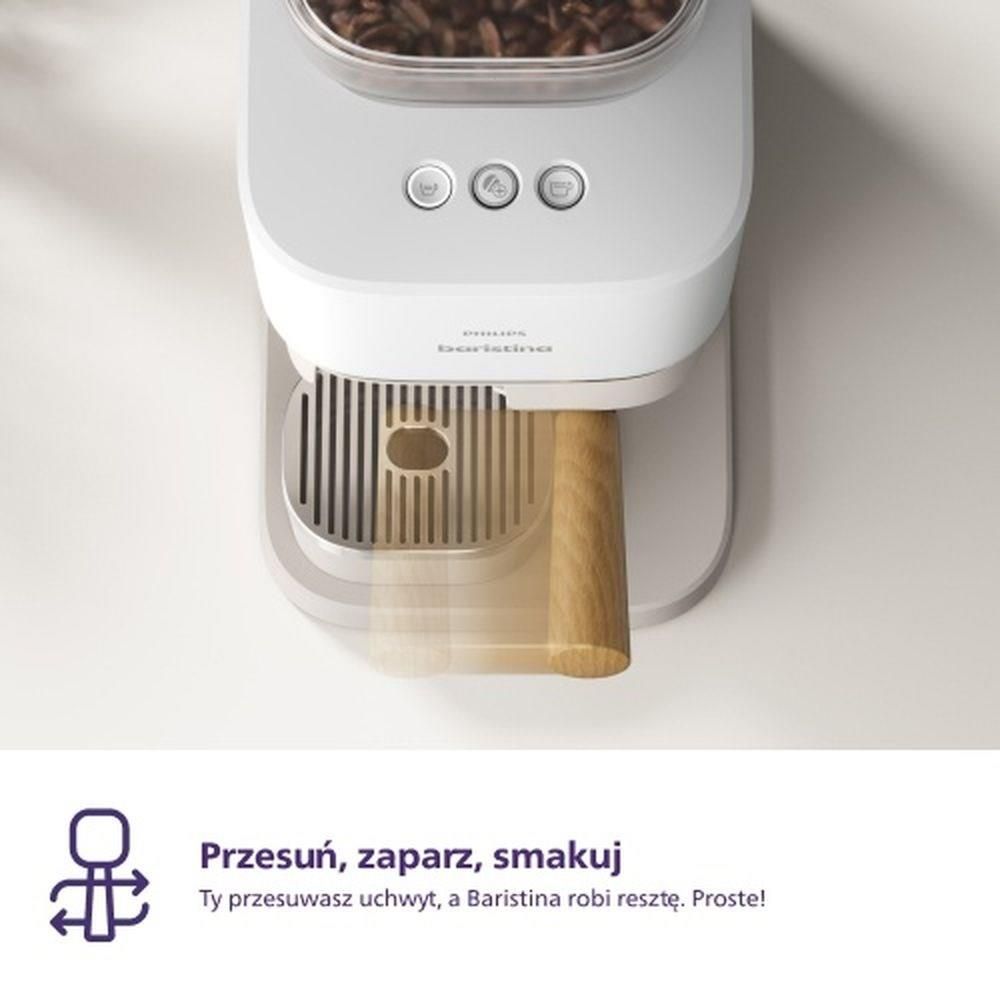 PHILIPS Baristina BAR302/20 Mleczna Biel Premium, Portafilter Drewno ...