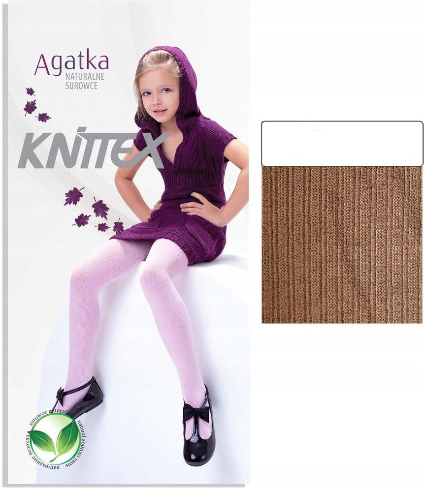 Rajstopki dziecięce Agatka miękkie z wiskozy knittex 128-134 Hazelnut ...