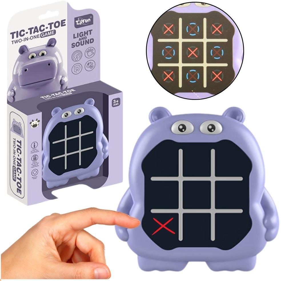 Lean Toys Gra Elektroniczna 3w1 Kółko i Krzyżyk Memory Hipopotam ...